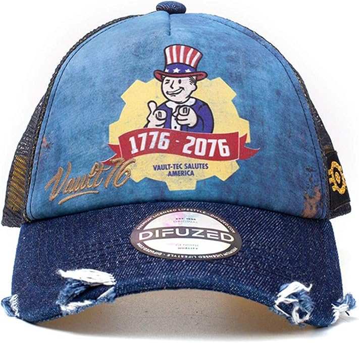 Fallout Vault 76 Vintage Trucker Cap Baseball Blue, One (Size:One Size ...