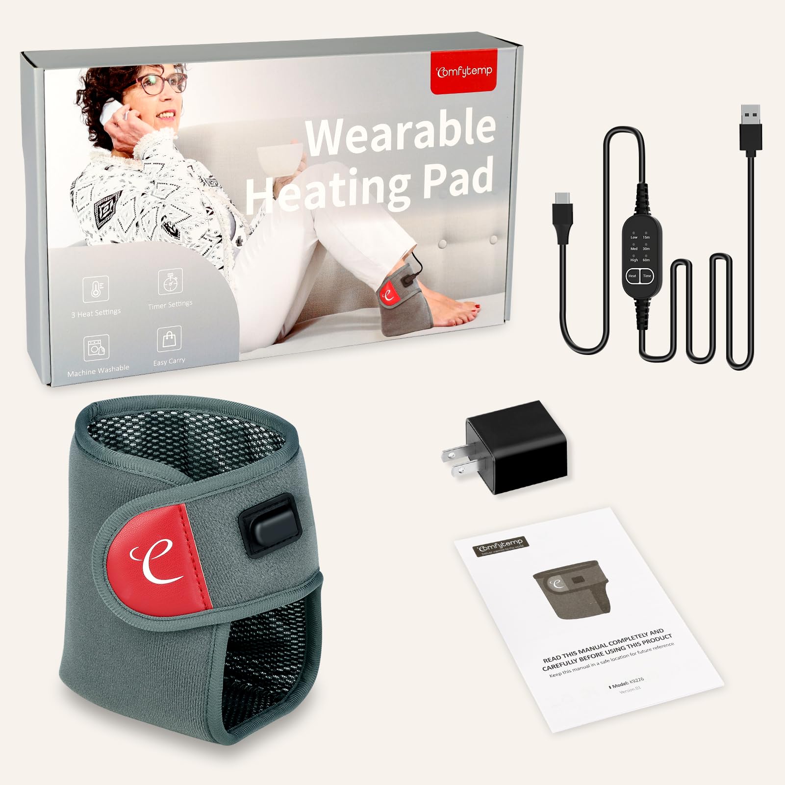 Mua Comfytemp Ankle Heating Pad for Achilles Tendonitis, USB Wearable ...