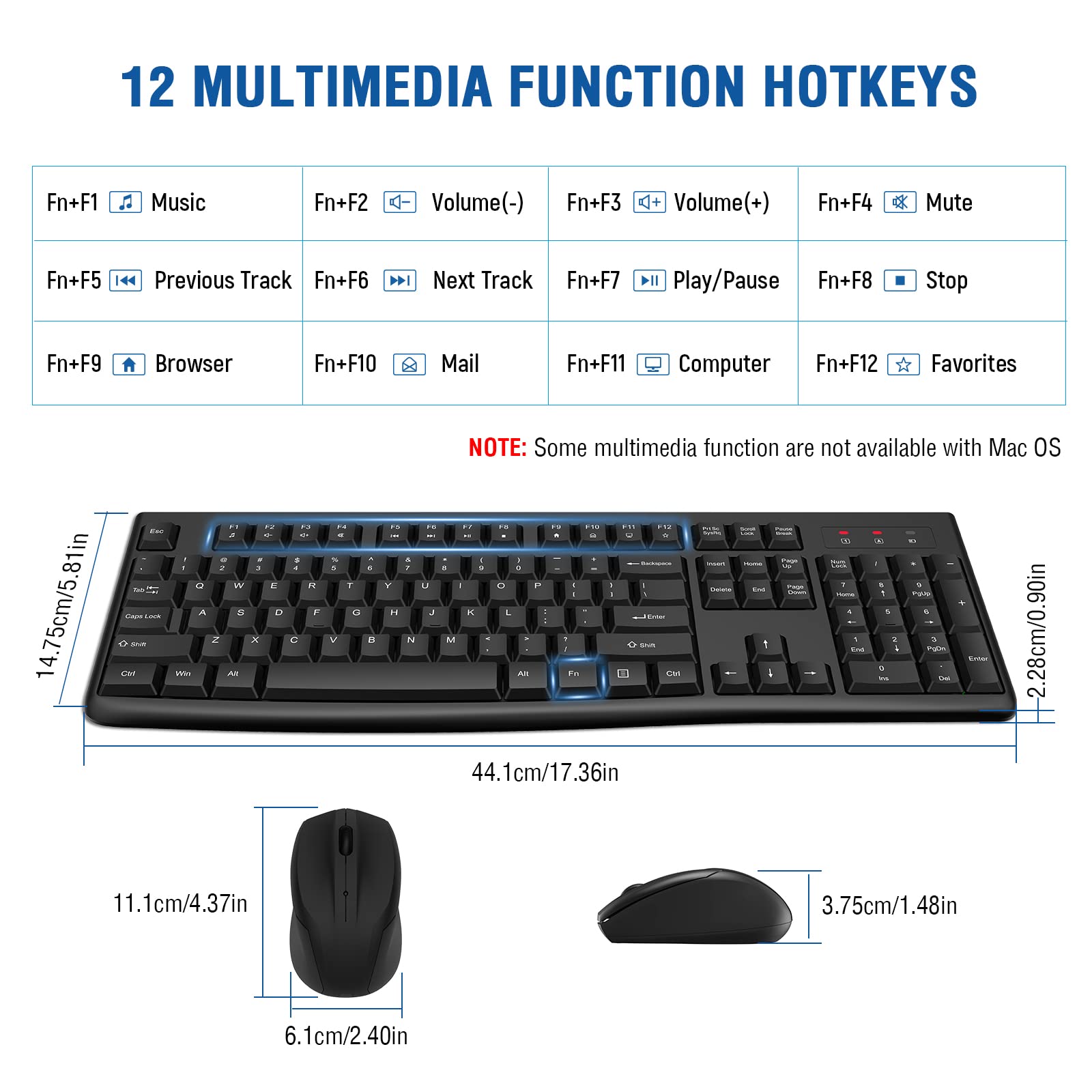 Mua Wireless Keyboard and Mouse Combo, EDJO Full-Sized 2.4GHz USB ...