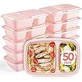 Amazon.com: 50 Pack Pink Meal Prep Containers 2 Compartments, Glotoch ...