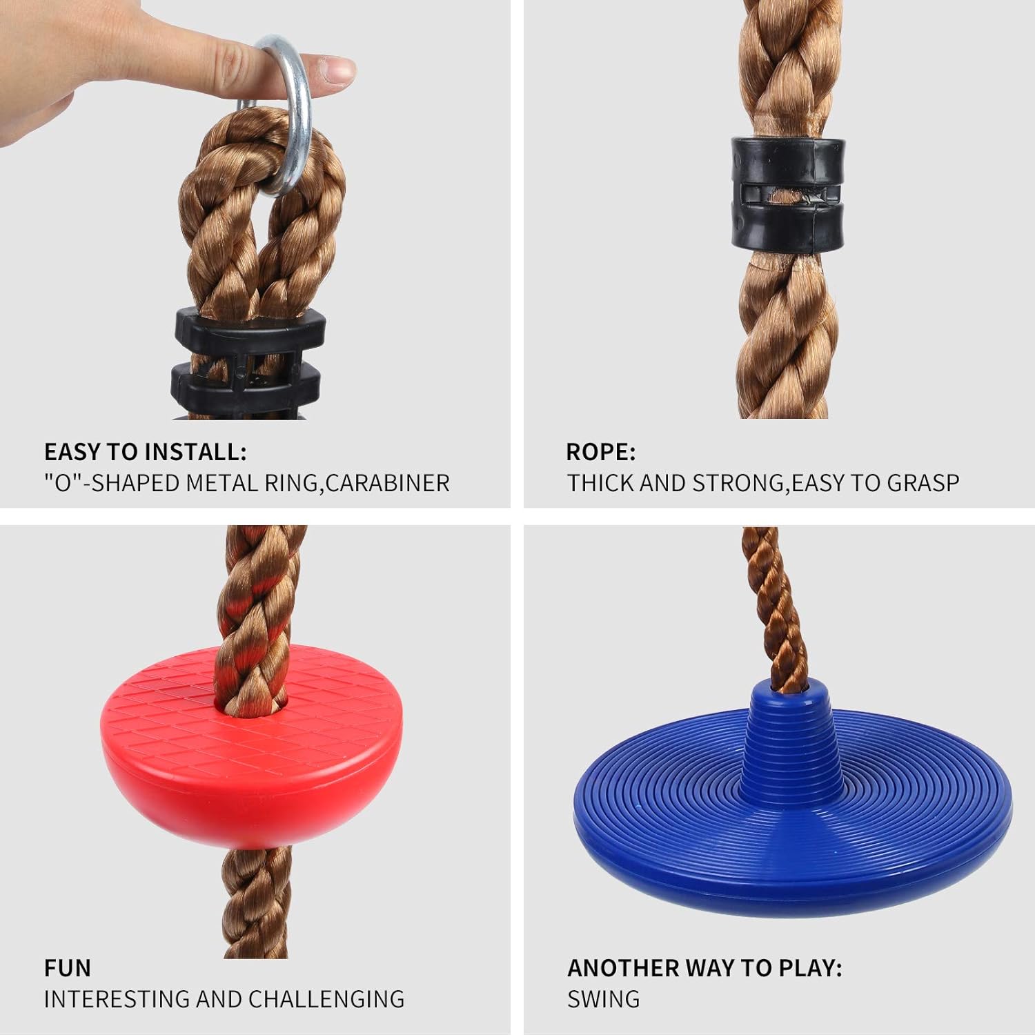 Climbing Rope Swing for Kids, Tree Backyard Playground Swing Set with ...