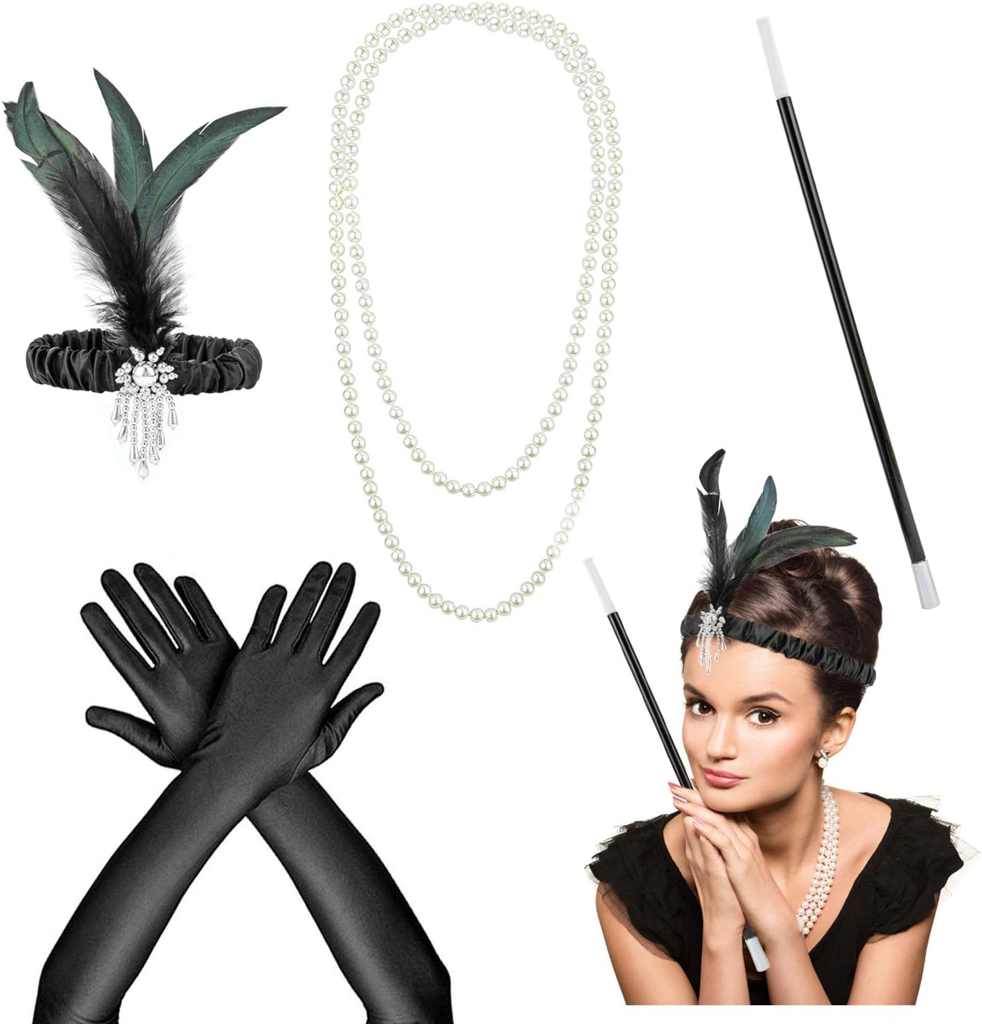 HOWAF 1920s Accessories Set for Women, 1920s Flapper Costume ...
