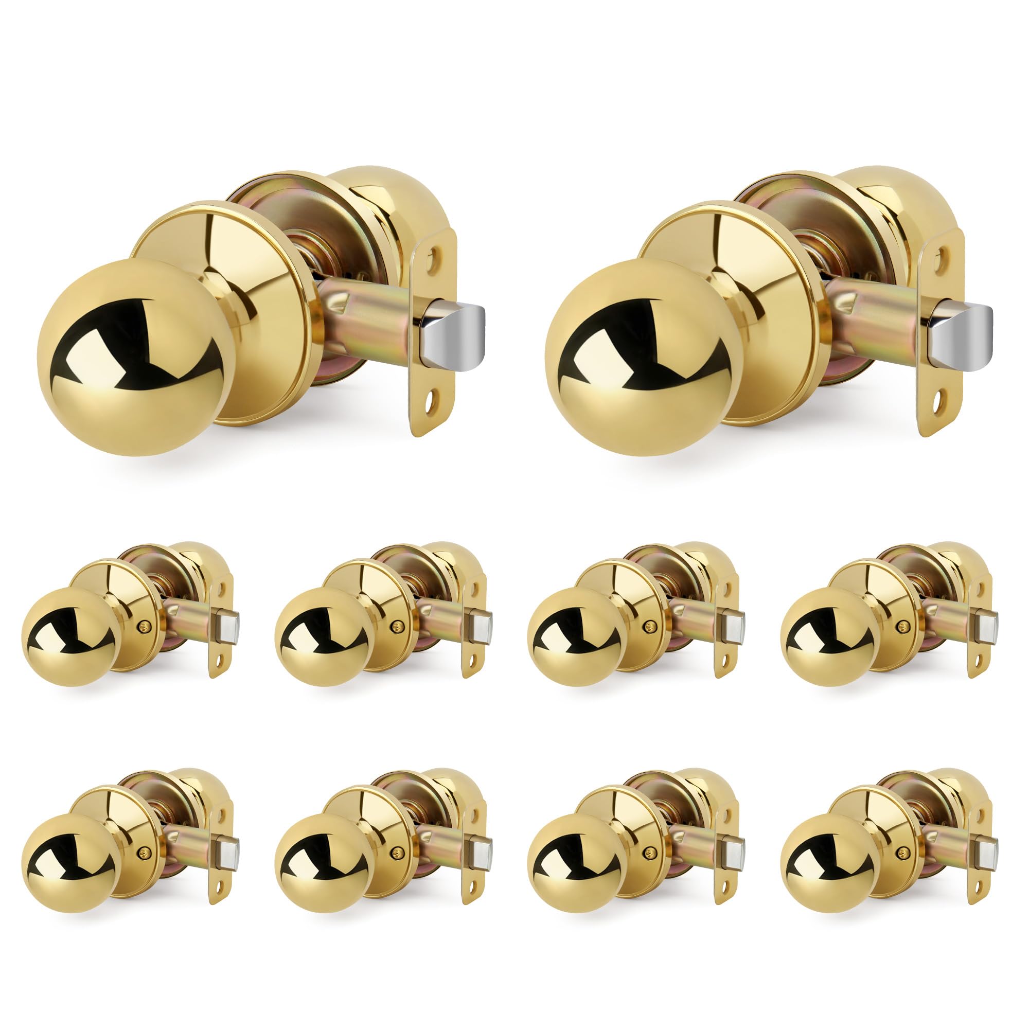 LOQRON 10 Pack Wholesale Ball Design Door Knob No Lock, Passage Round ...