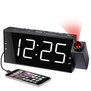 Projection‚ Alarm‚ Clock‚ for‚ Bedroom,Projector Ceiling‚ Clock‚ with ...