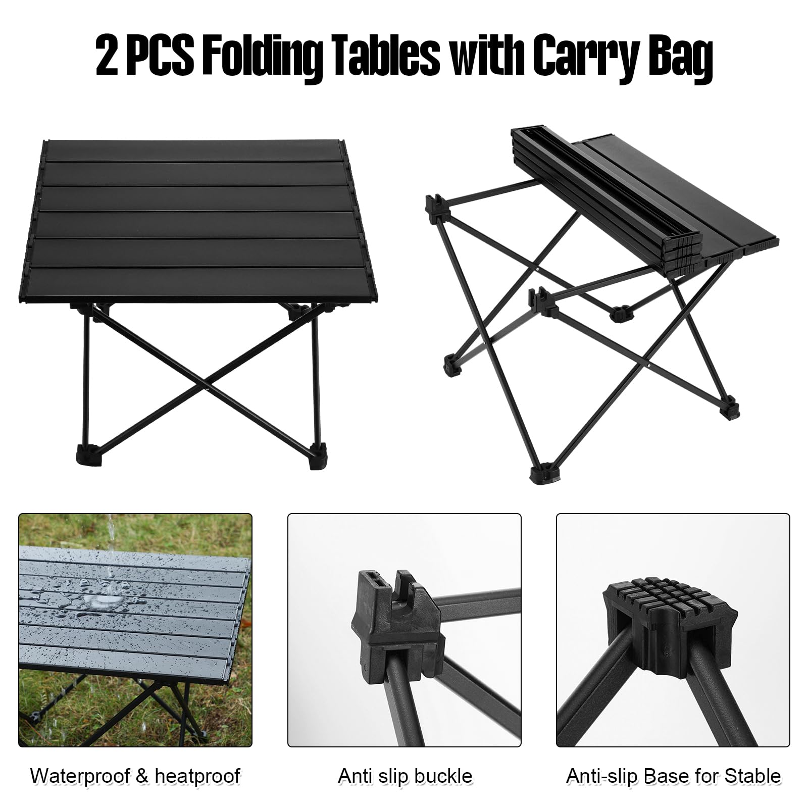Mua Tatuo 2 Pcs Small Camping Table Folding Beach Side Tables Outdoor ...