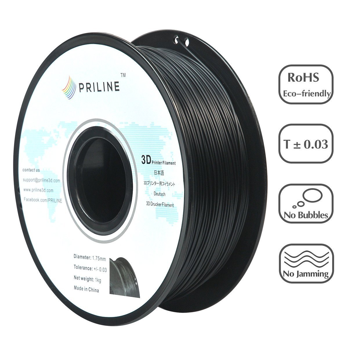 Priline Filament für 3D-Drucker, Kohlefaser und Polycarbonat, 1 kg, 1 ...