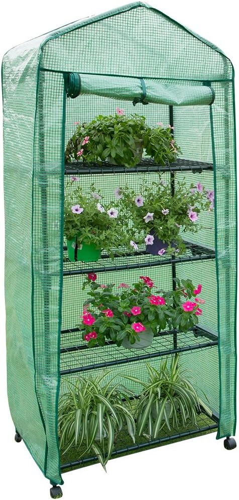 Finether Garden Greenhouse: 4-Tier Mini Grow House with 4Casters(2 ...