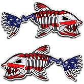 Amazon.com: Pair USA Bone Fish Sticker Left and Right American Flag Car ...