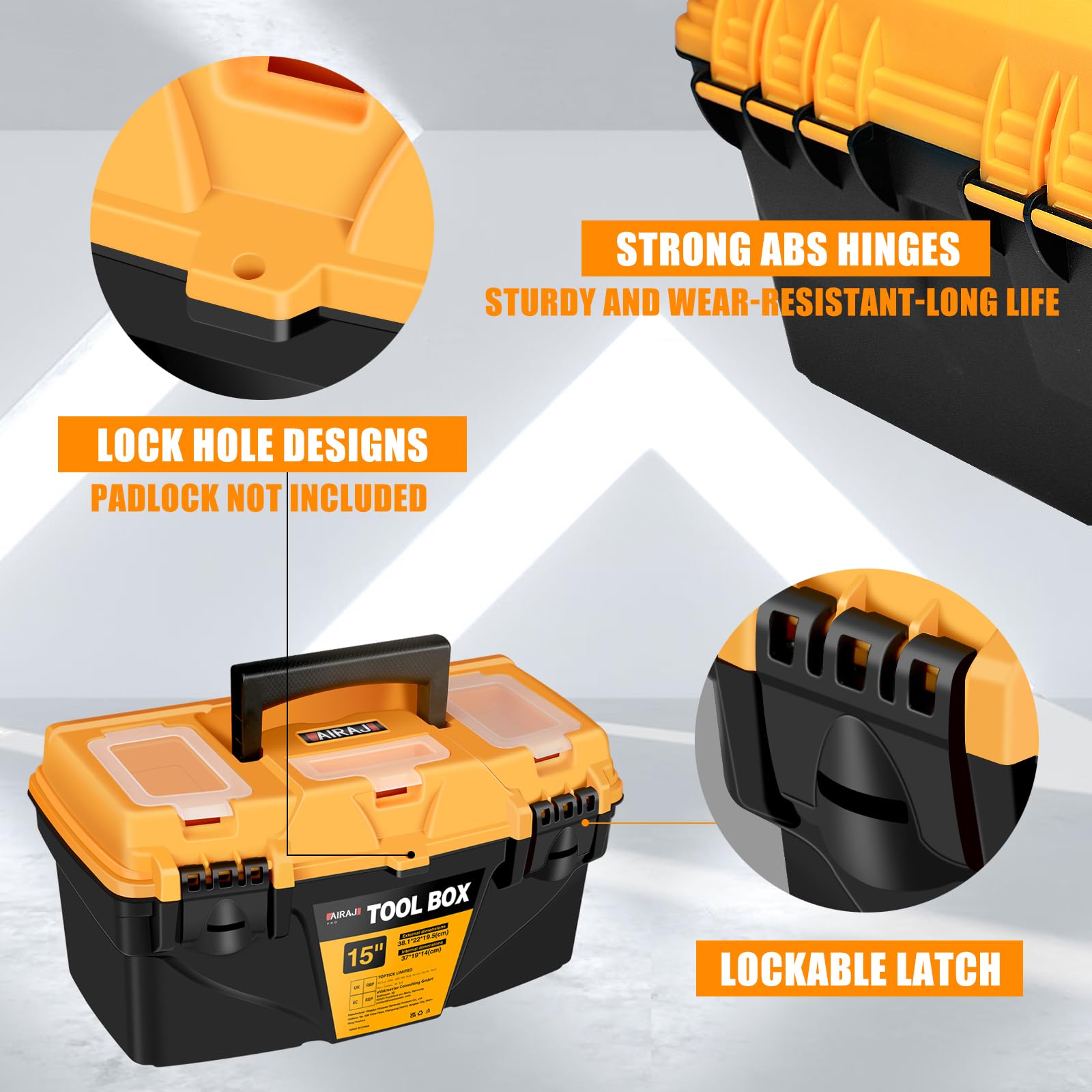 Mua AIRAJ PRO Portable Plastic Tool Boxes Set,12-inch Small Tool Box with Removable Tray & 15 ...