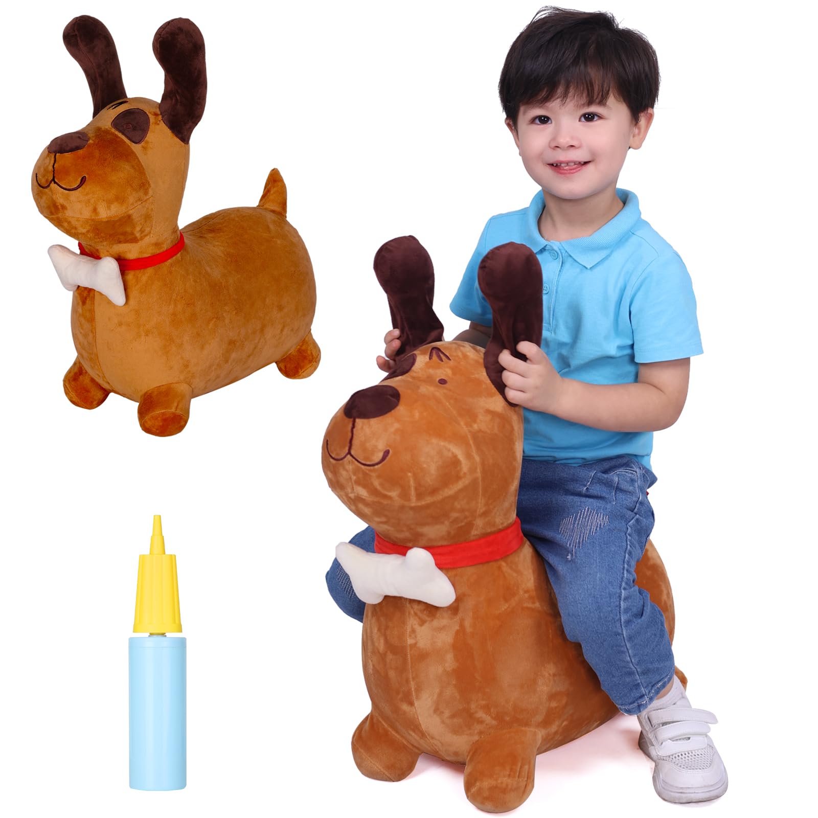 INPANY Bouncy Brown Dog Hopper Toy 2 Year Old Boy, Toddler Plush ...