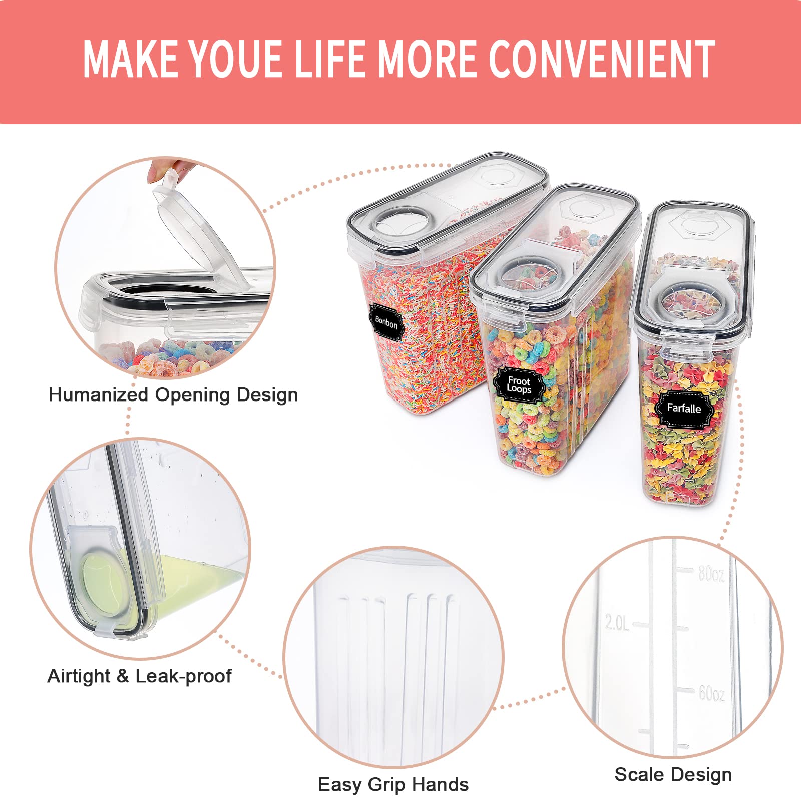 Mua PRAKI Large Dry Food Storage Containers with Lids, 6PCS Airtight ...