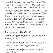 WORX WX938 18V (20V MAX) Impact Driver and Hammer Drill Twin Pack ...