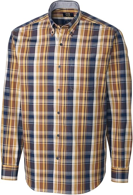Amazon.com: Cutter & Buck Men's Big-Tall Long Sleeve Wyman Plaid Shirt ...