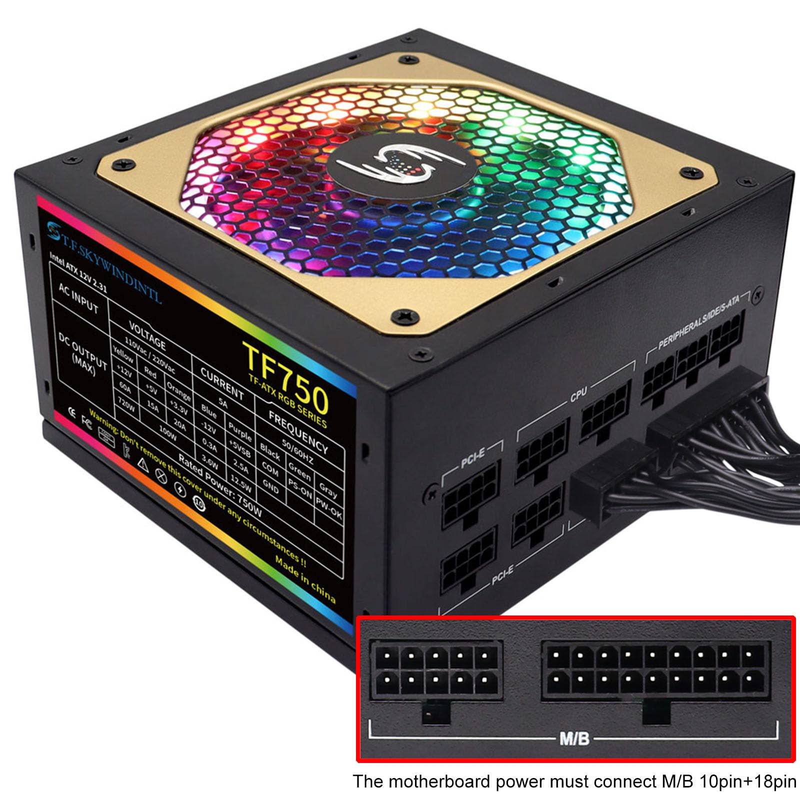 Mua 750W Power Supply RGB Fully Modular Gaming PSU Full Voltage 110 ...