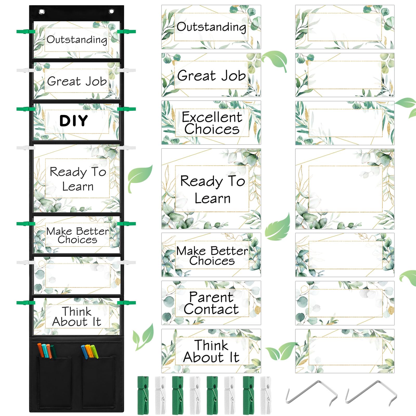 Eersida 49 Pcs Eucalyptus Student Behavior Clip Chart for Classroom ...