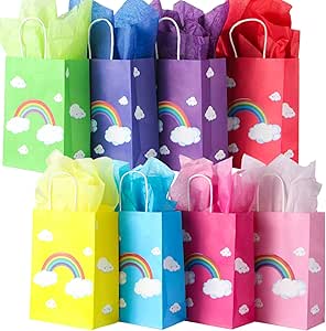 Amazon.com: 32 Pieces Rainbow Gift Bags with 32 Tissue Papers, 8 Colors ...