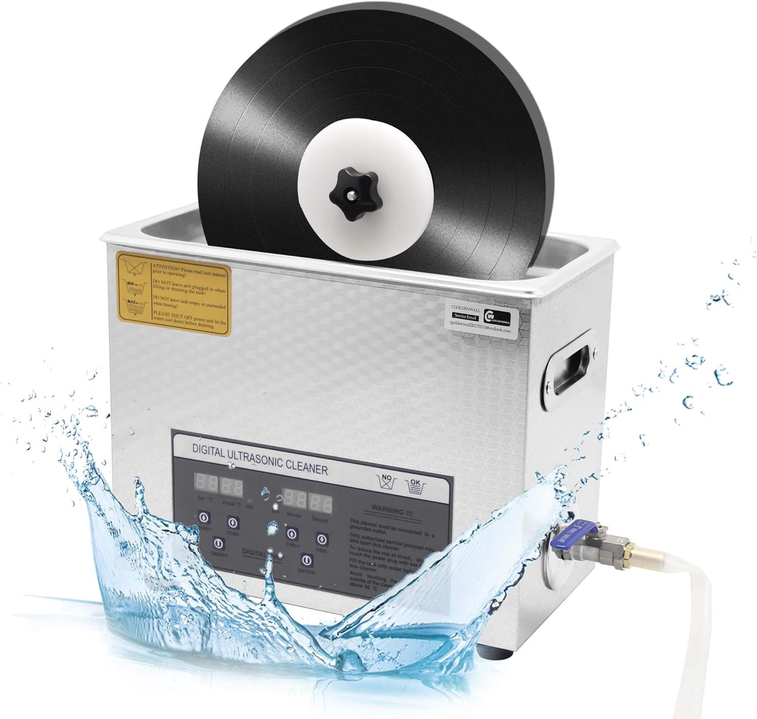 CGOLDENWALL 6L Vinyl Record Ultrasonic Cleaner Digital 180W 0-30 ...