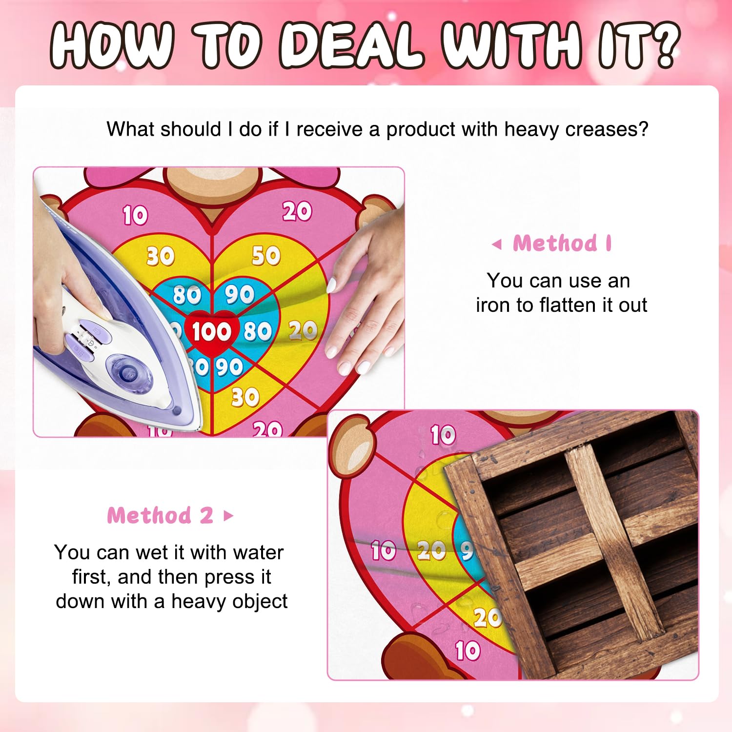 Valentine Gift For Kids, Pink Cartoon Dwarf Dart Board With 12 Sticky ...