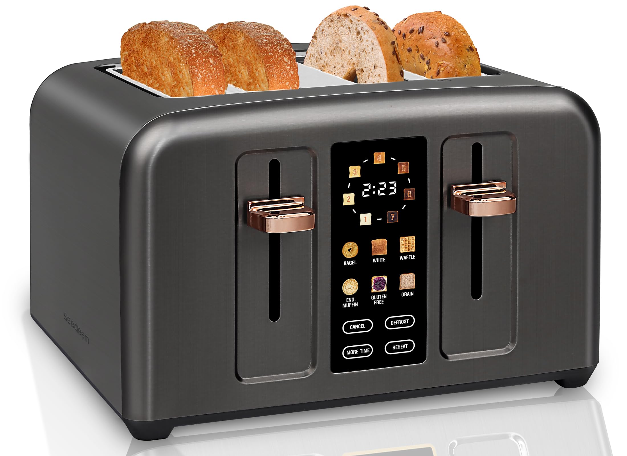 SEEDEEM Toaster 4 Slice, Full Touch control Toaster, LCD Display, 6 ...