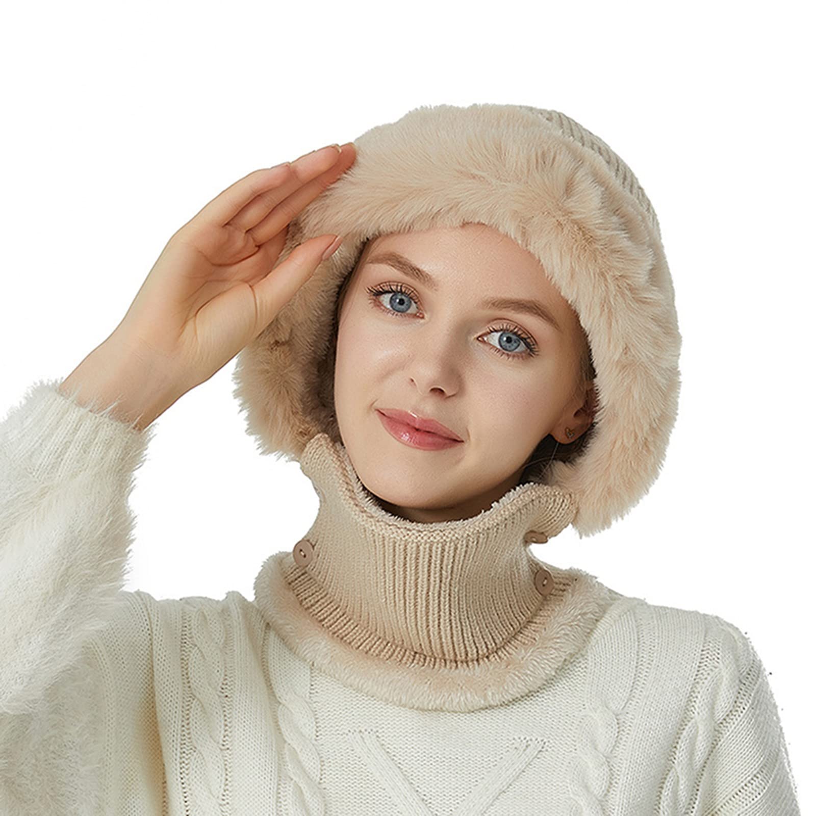 3 in 1 Women's Balaclavas with Sherpa Hood Ski Mask and Scarf Winter ...