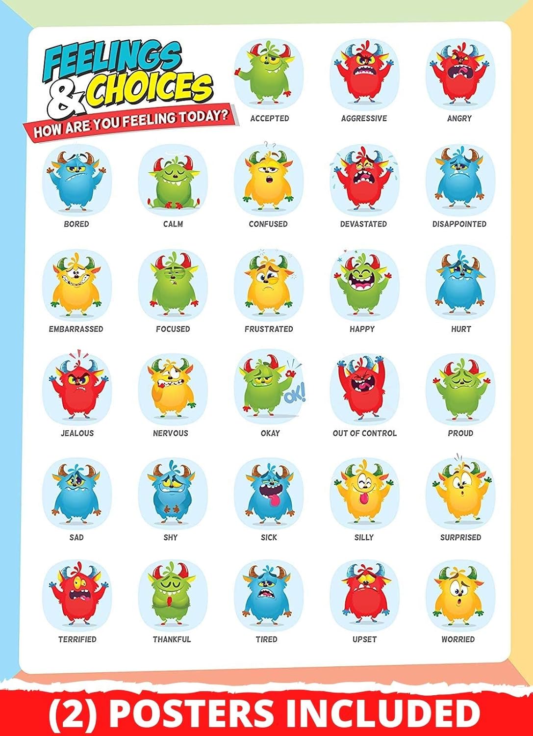 Feelings Chart & Emotion Posters for Kids (2) - ASD Friendly Emotional ...