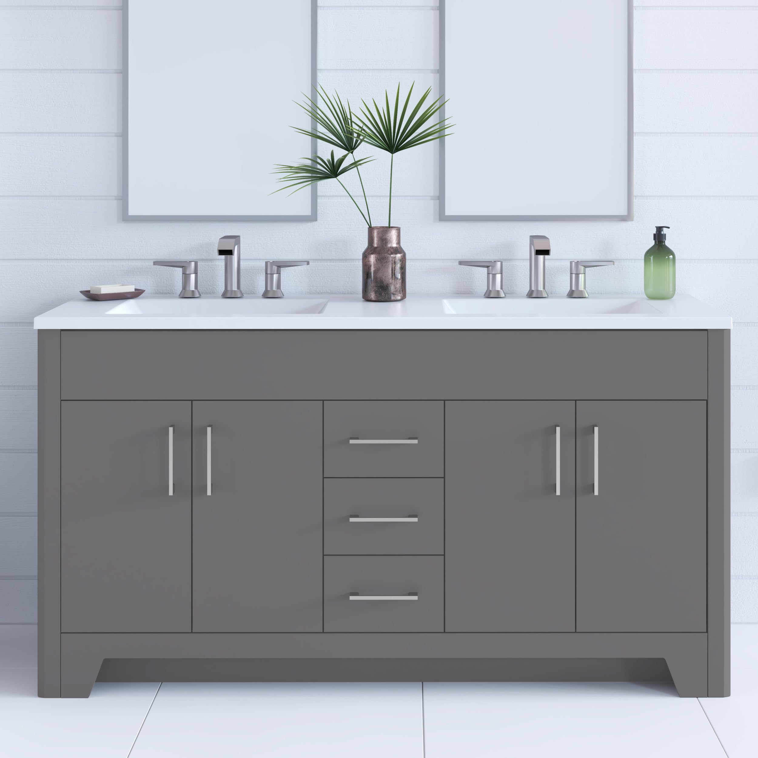 Spring Mill Cabinets Salil 60-Inch Double-Sink Bathroom Vanity with ...