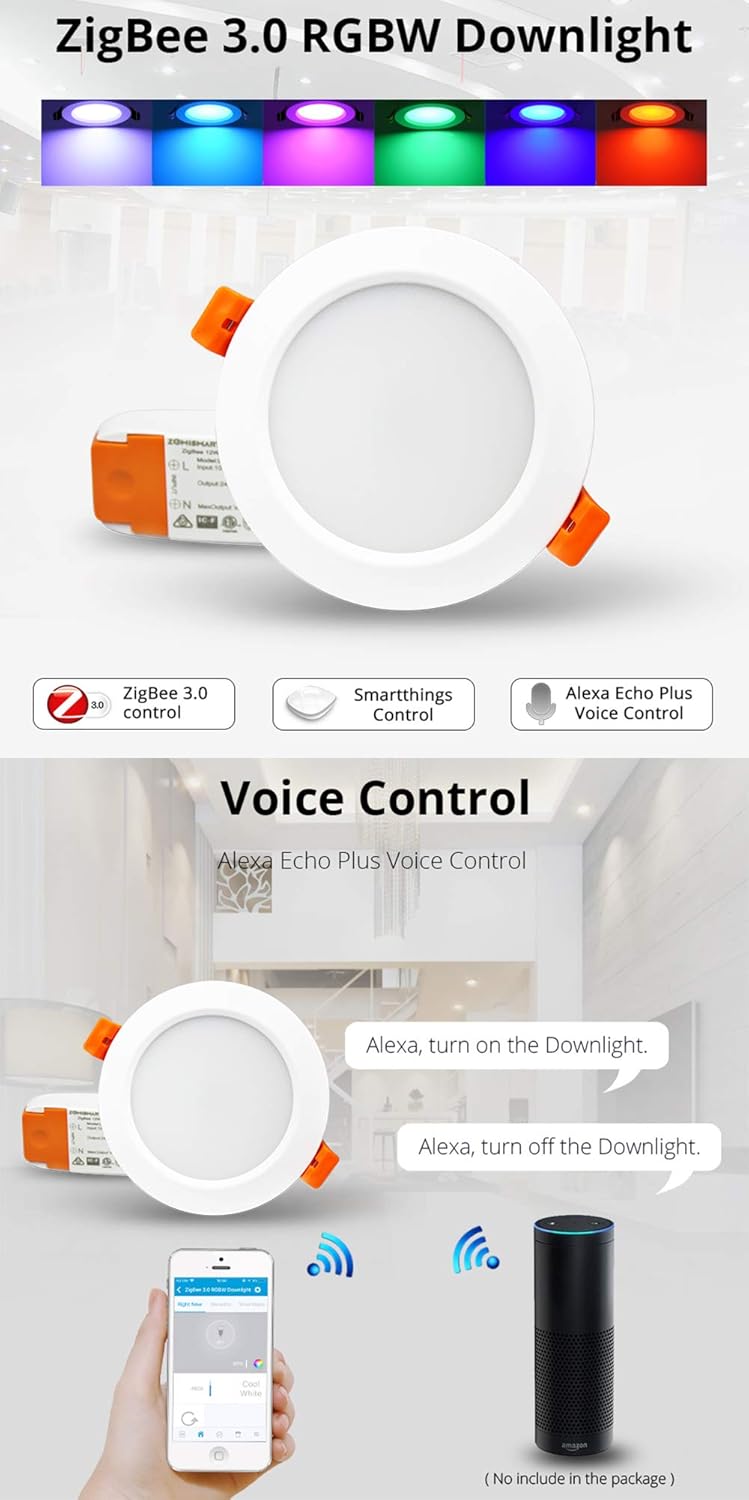 ZigBee 3.0 Smart RGBW 3.5 inch Recessed Retrofit Downlight 12W LED ...