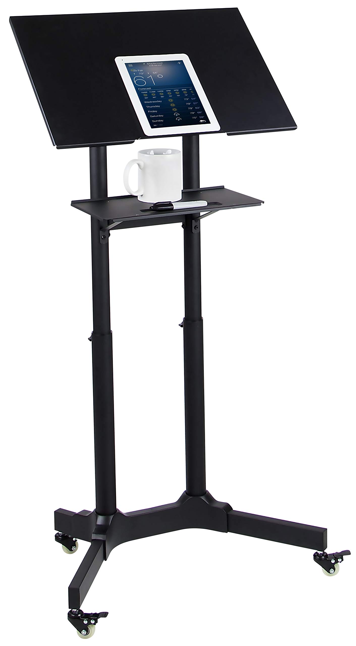 Mount-It! Mobile Standing Height Desk, Portable Podium and Rolling ...