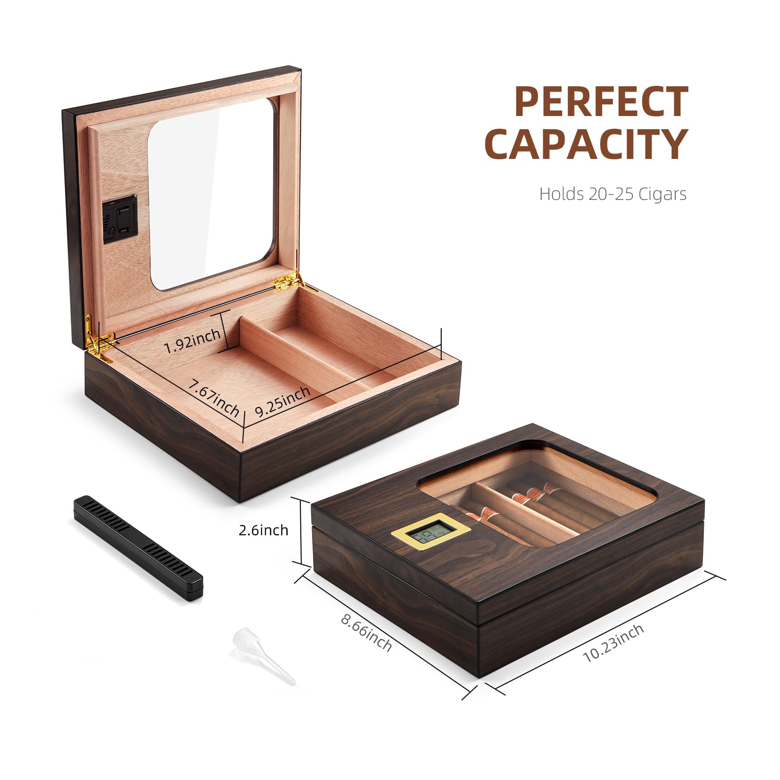 Mua OTAKOKIT Cigar Humidor, Modern Glass Top Cedar Humidor Cigar Box ...