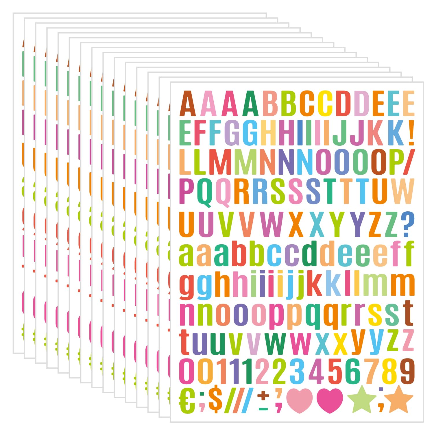 Mua 15 Sheet Small Letter Stickers - 1/2 Inch Colored Vinyl Self ...