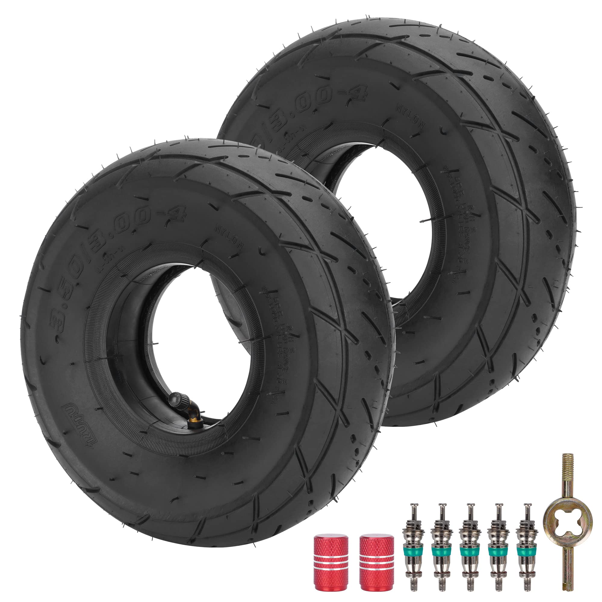 RUTU (2 Pack)3.00/3.50-4 Replacement Tire & Inner Tube with TR87 Bent ...