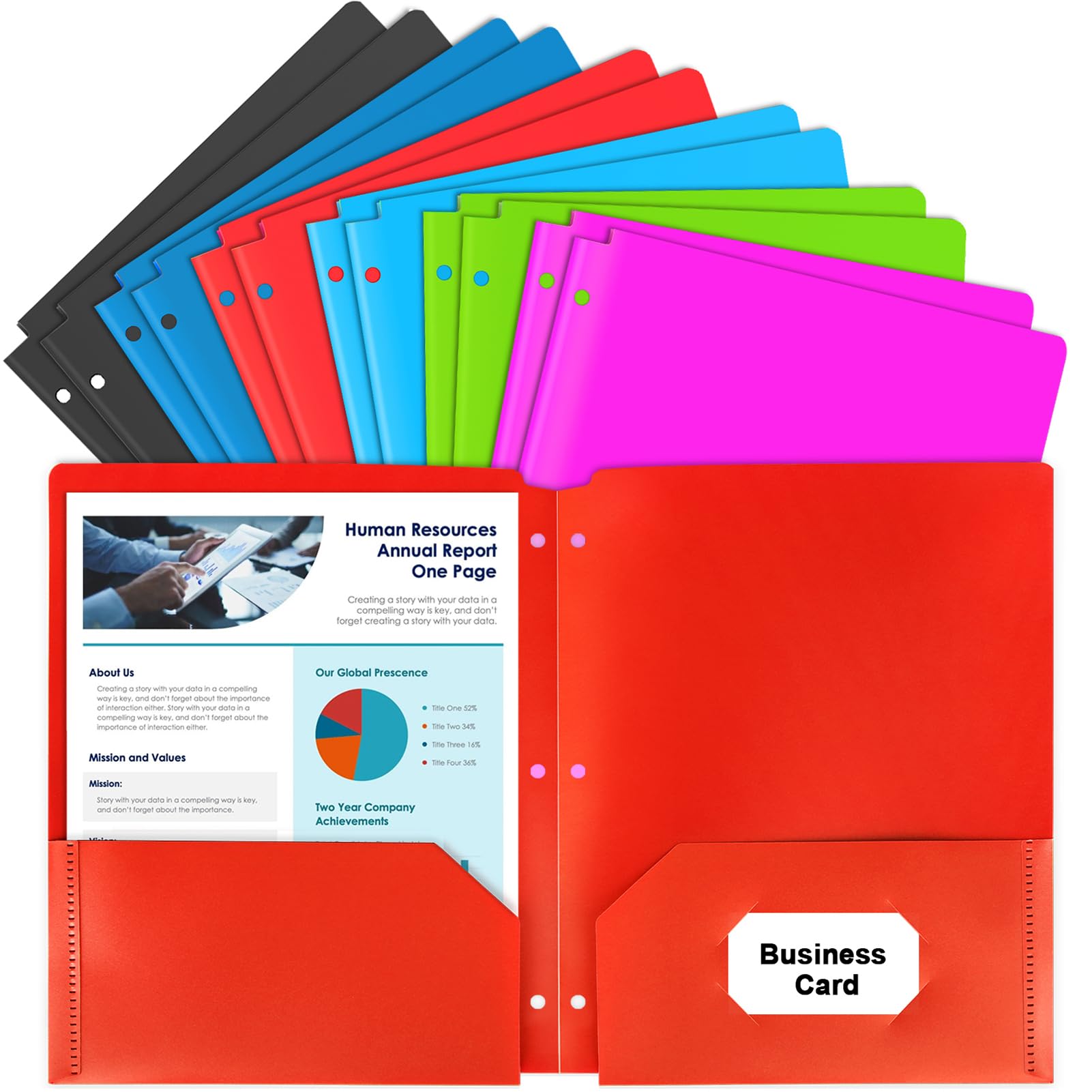 Habgp Plastic Folders with Pockets, Heavy Duty Pocket Folders for 3 ...