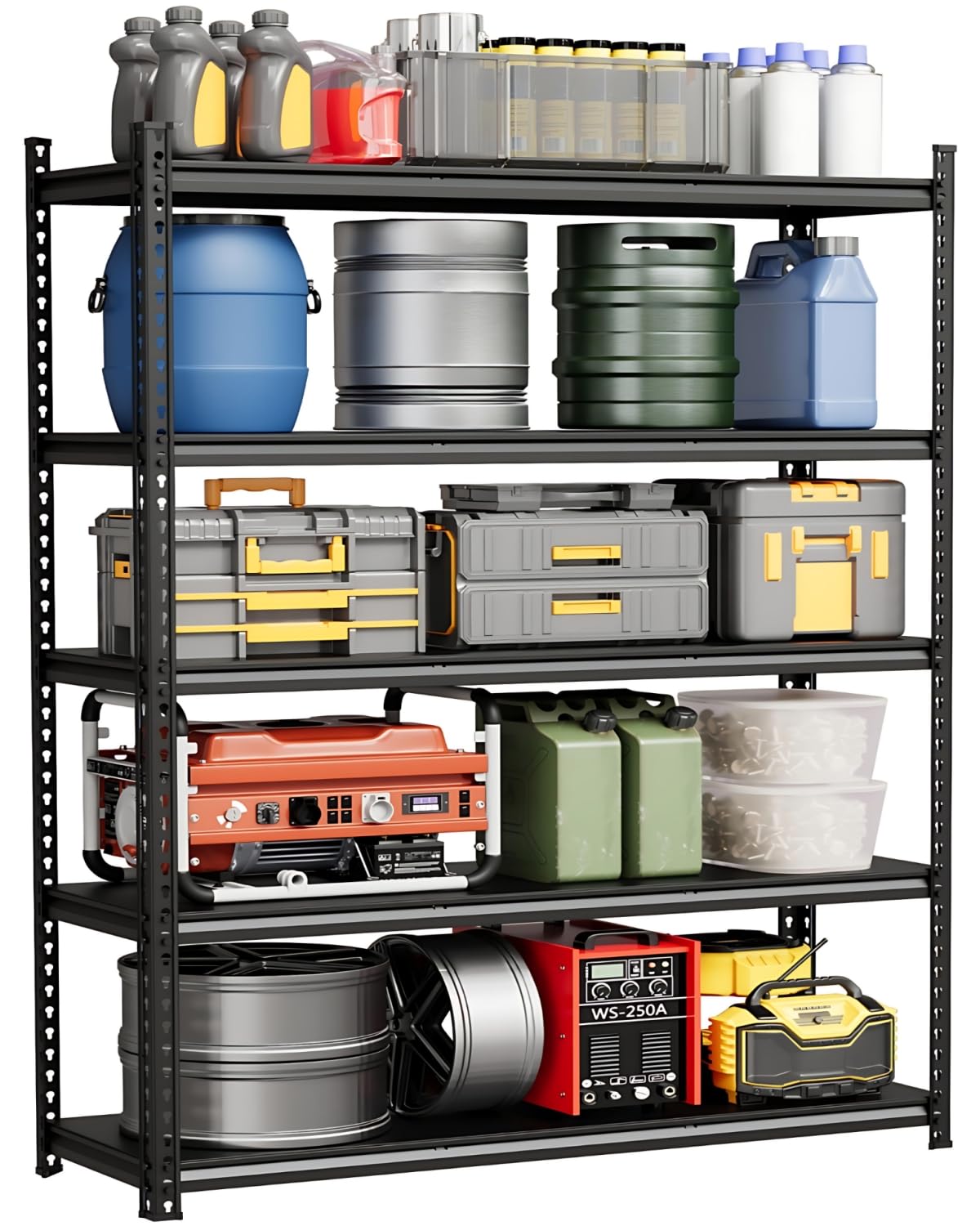 5-Tier Steel Garage Shelving Unit, 48"W x 16"D x 72"H, Adjustable Steel ...