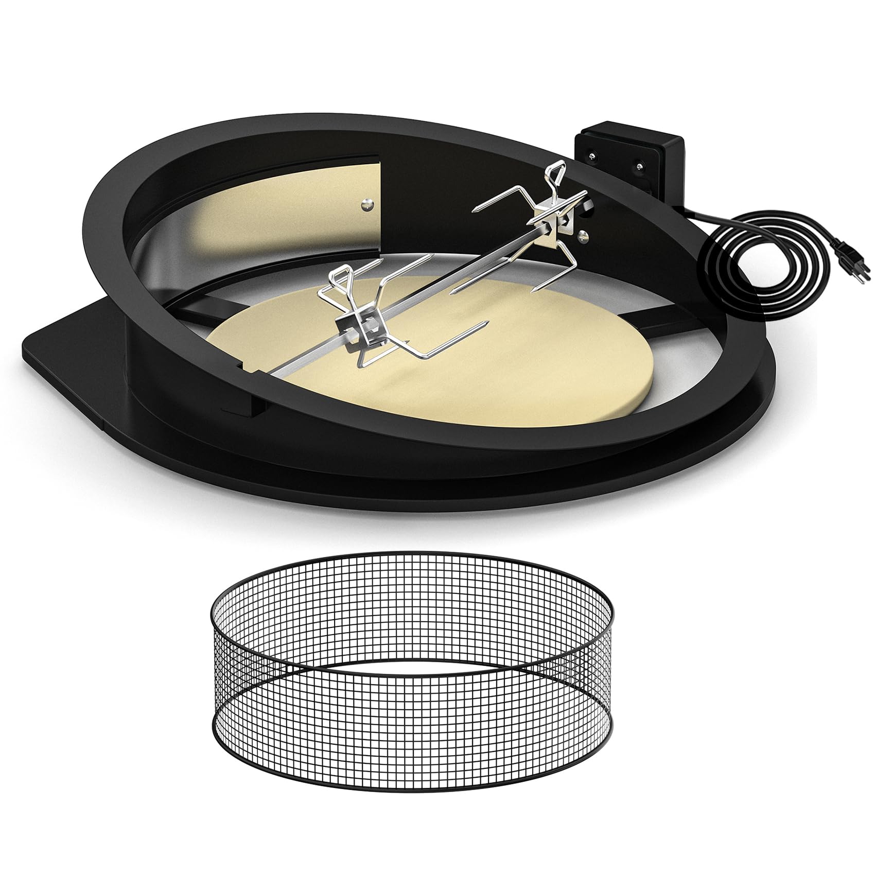 Skyflame 2 in 1 Black Coated Steel Rotisserie Kit with Pizza Ring ...