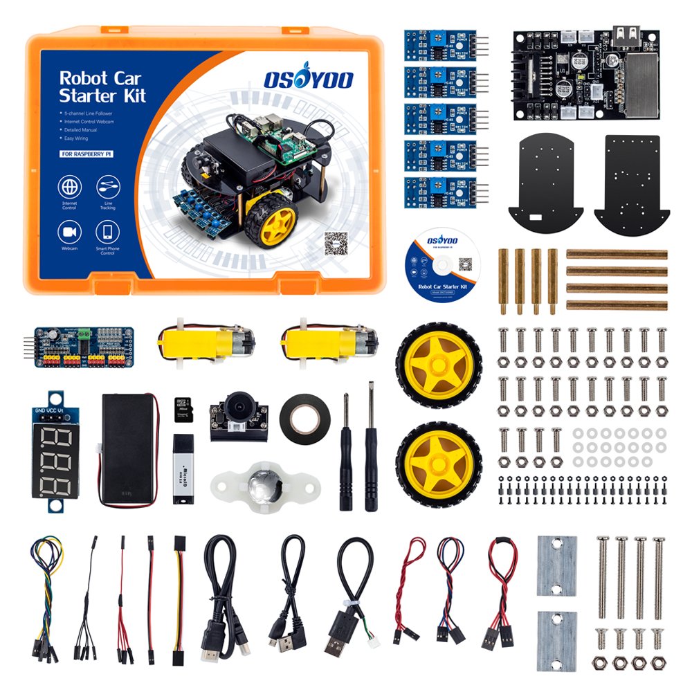 OSOYOO Robot Car Kit Smart Car Learning Kit for Raspberry Pi 3B, B+,Zero W | Android/iOS APP ...