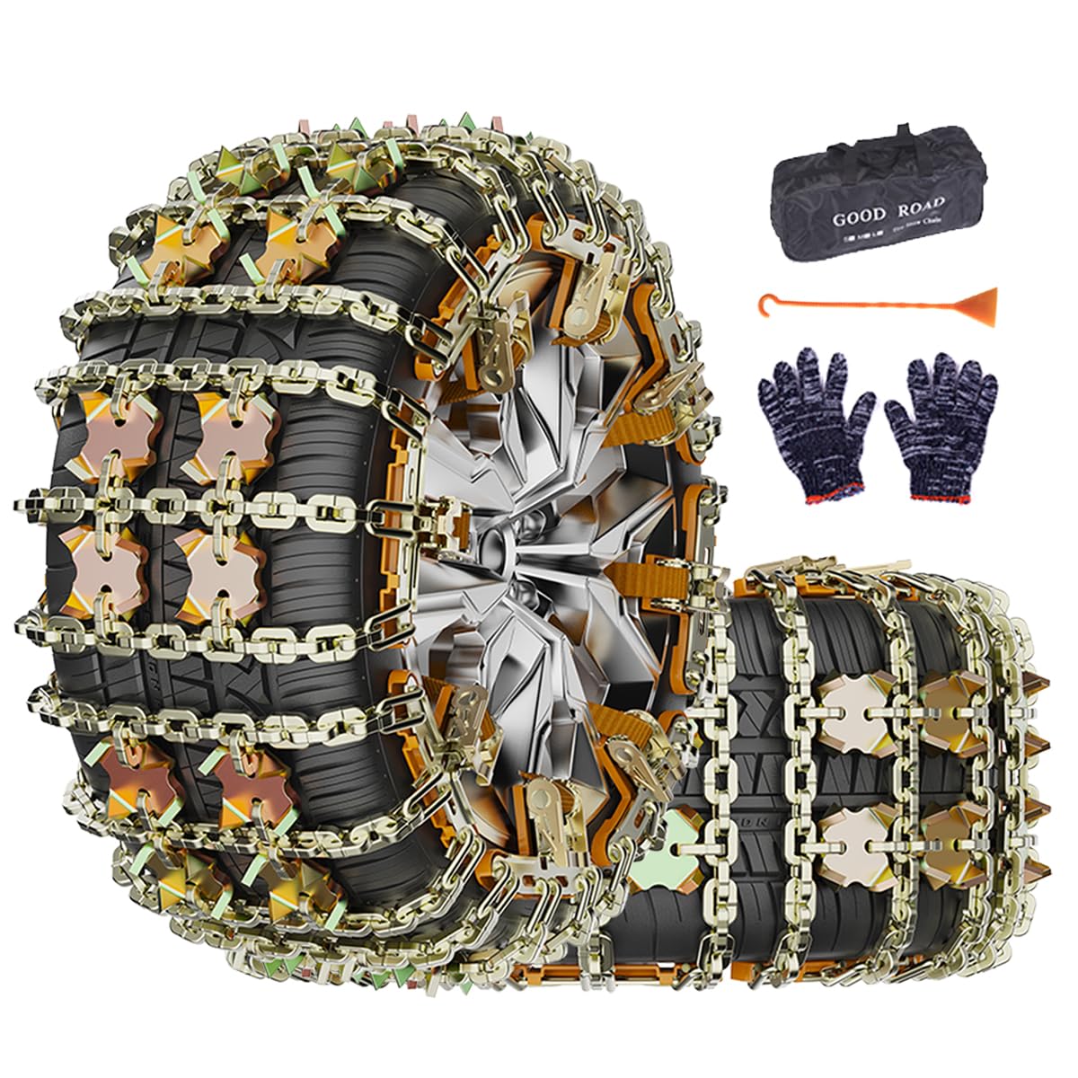 Tire Chains for Car/SUV/Pickup Trucks, Adjustable Universal Emergency ...