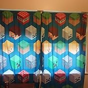 Amazon.com: Minecraft Isometric Blue 63" Inch Drapes 4 Piece Set ...