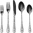 Amazon.com | 40 Piece Black Silverware Set, Stainless Steel Flatware Cutlery Set Service for 8 ...