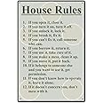 Amazon.com: House Rules Funny Tin Sign Metal Wall Poster Wall Decor ...