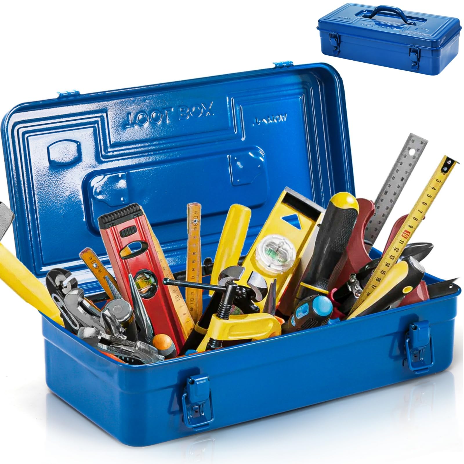 Acshio Portable Steel Tool Box, 16 Inch Metal Tool Organizer Box with ...