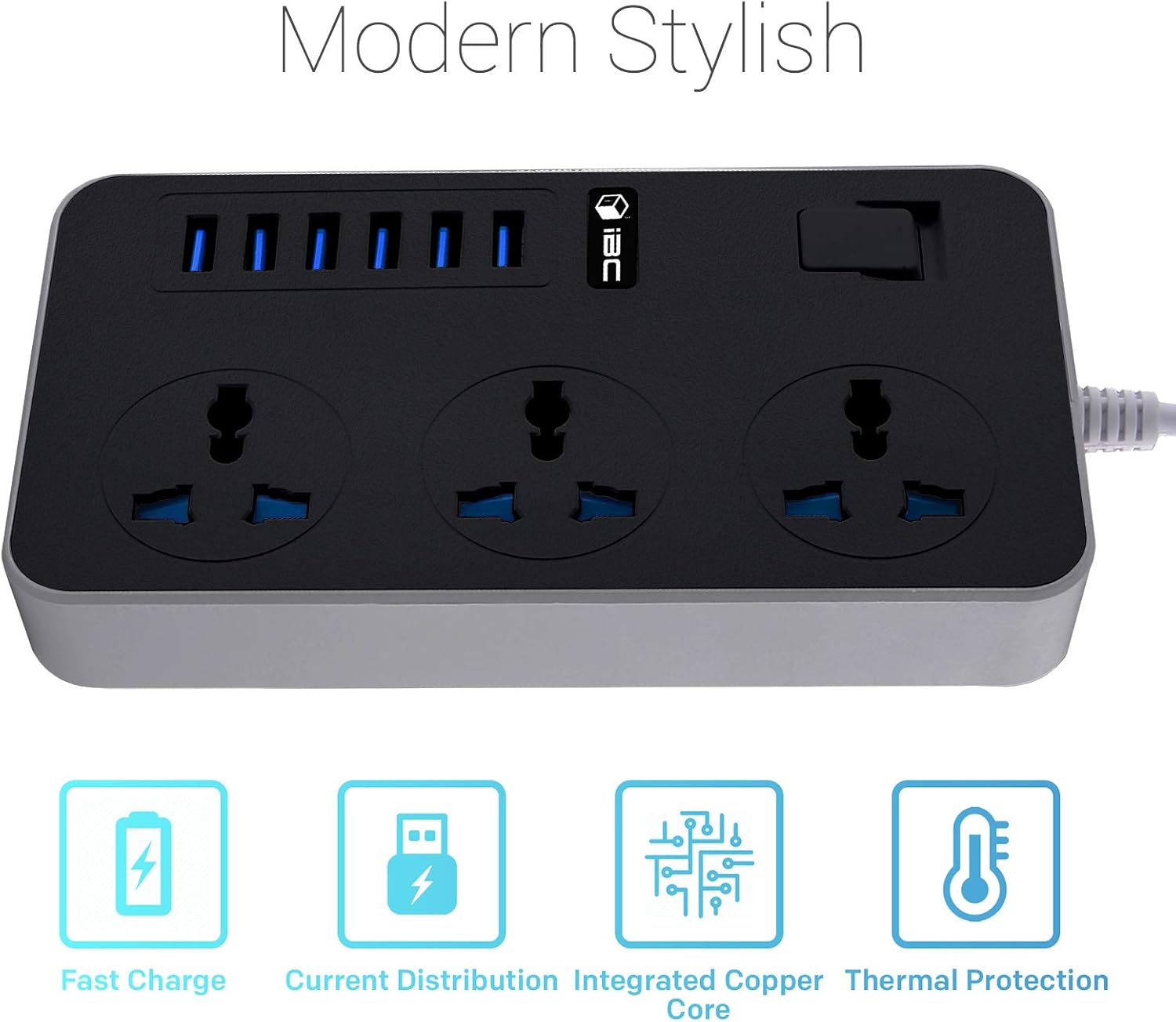 iBlockCube Universal Extension Lead Power Strips USB Wall Plug Adapter ...