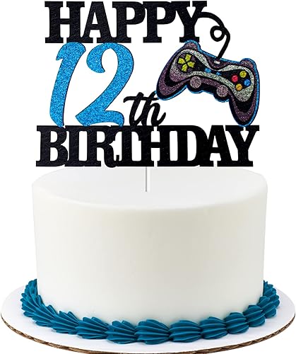 Happy 12th Birthday Video Game Cake Topper - Level 12 Unlocked Awesome ...
