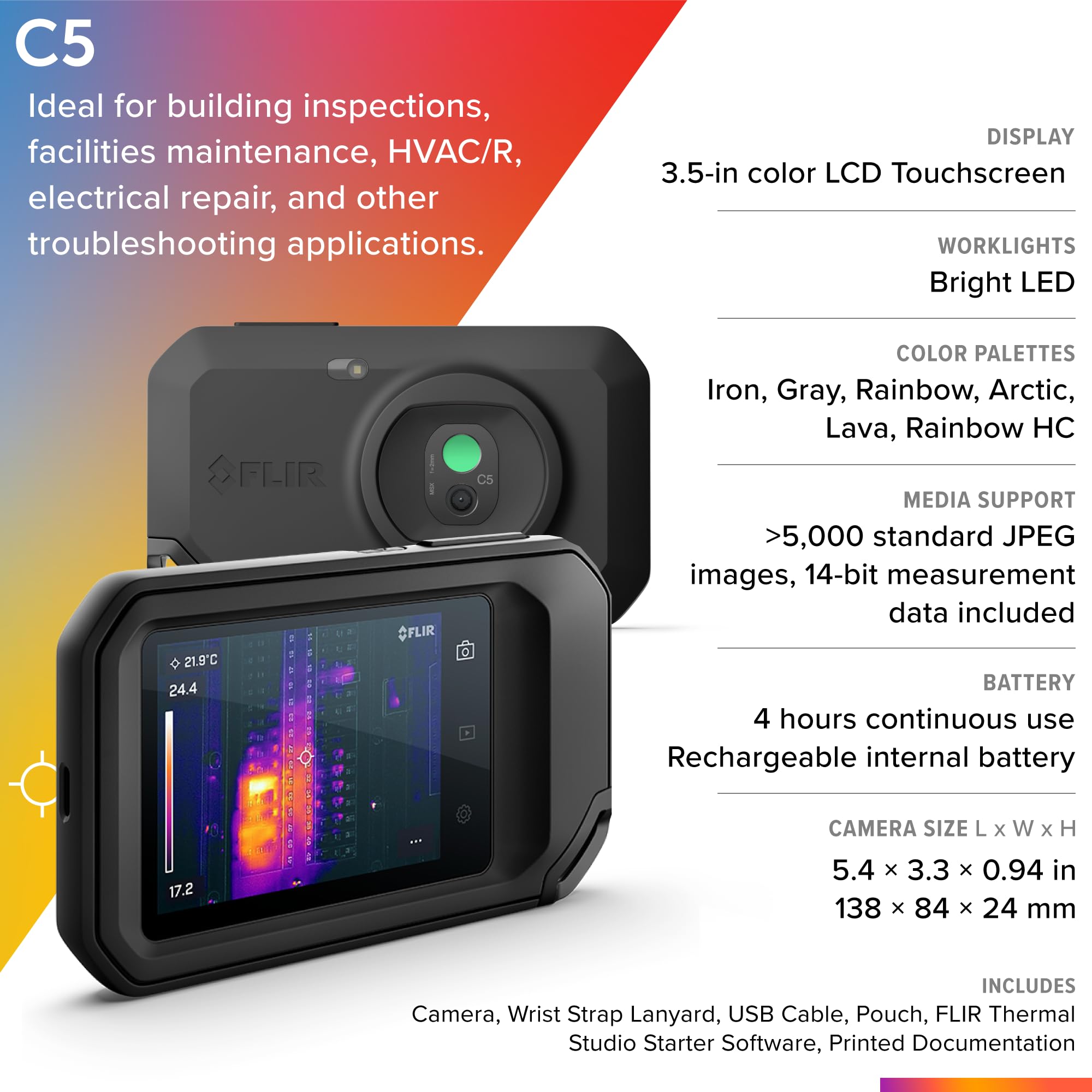 FLIR C5 Compact Thermal Imaging Camera With Wi-Fi For Inspection ...