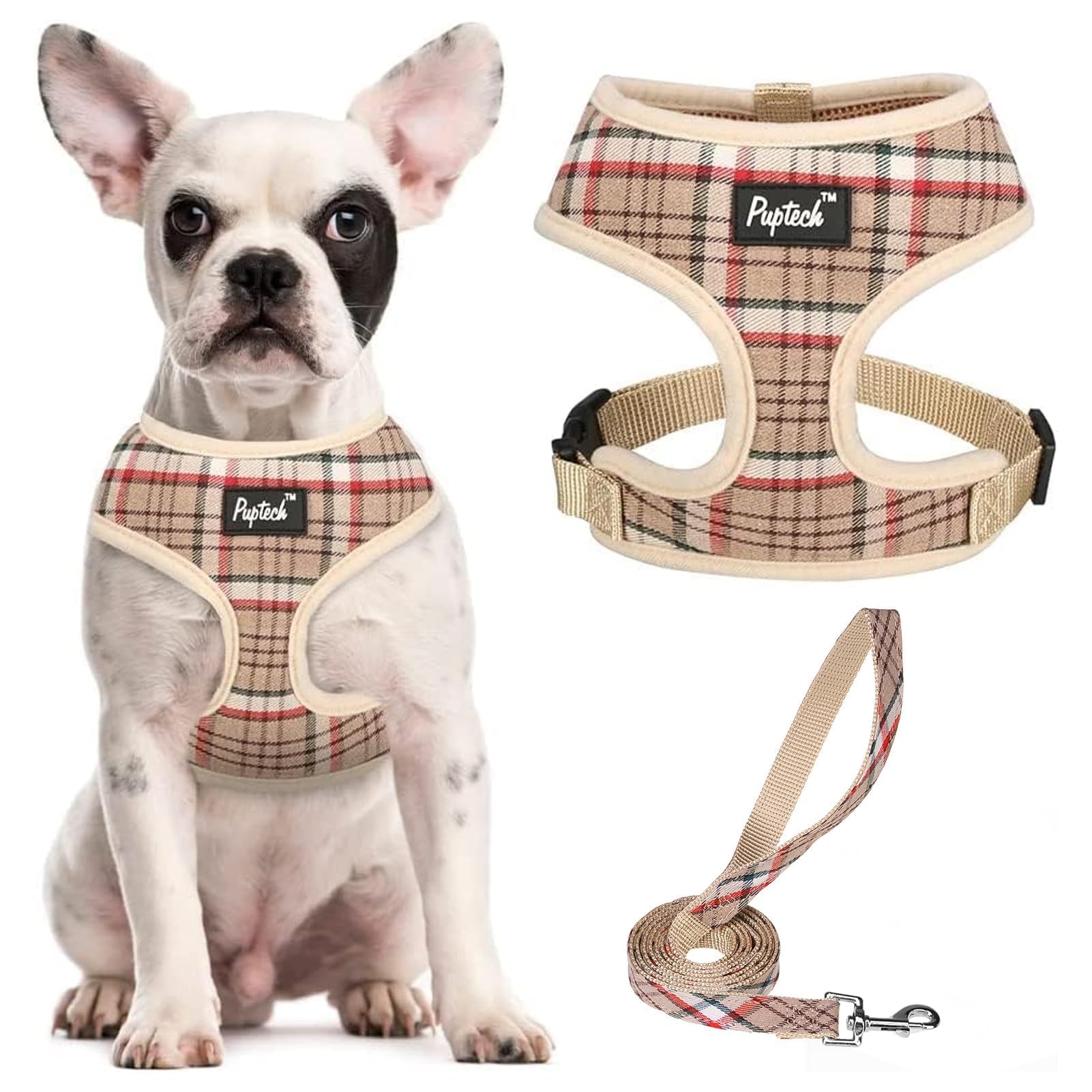 PUPTECK Soft Mesh Dog Harness and Leash Set Pet Puppy Cat Comfort Padded Vest No Pull Harnesses ...