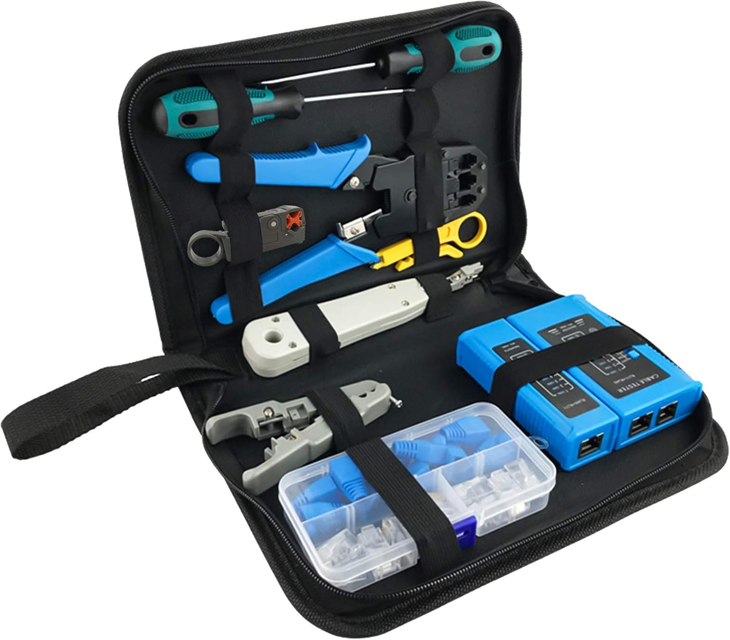 Network Tool Kit 12 in 1 Cable Tester LAN Repair Tools Crimp Stripper ...