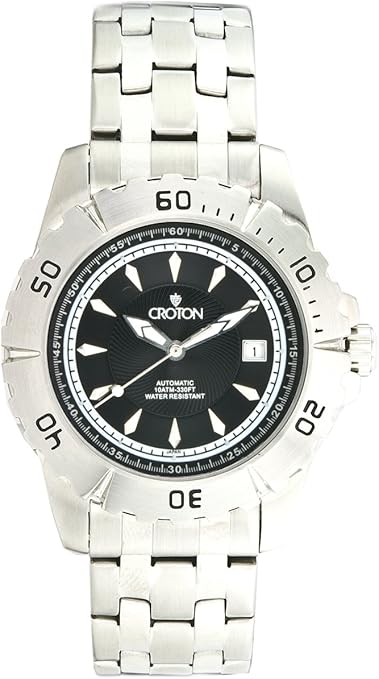 Amazon.com: Croton Men's Aquamatic Automatic Black Textured Dial ...