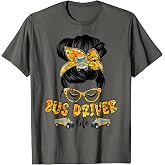 Amazon.com: Bus Driver Life Messy Bun Black Women Back To School Gifts ...
