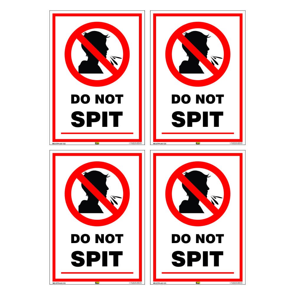 Mr. Safe Do Not Spit Signs Pack of 4 Self Adhesive Stickers (Each Size ...