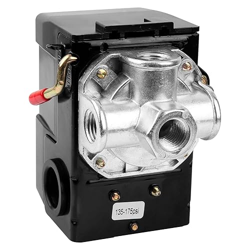 Air-Compressor Pressure Switch 135-175 psi 4 Port 26 Amp 220V, with Adjustable Unloader and ...