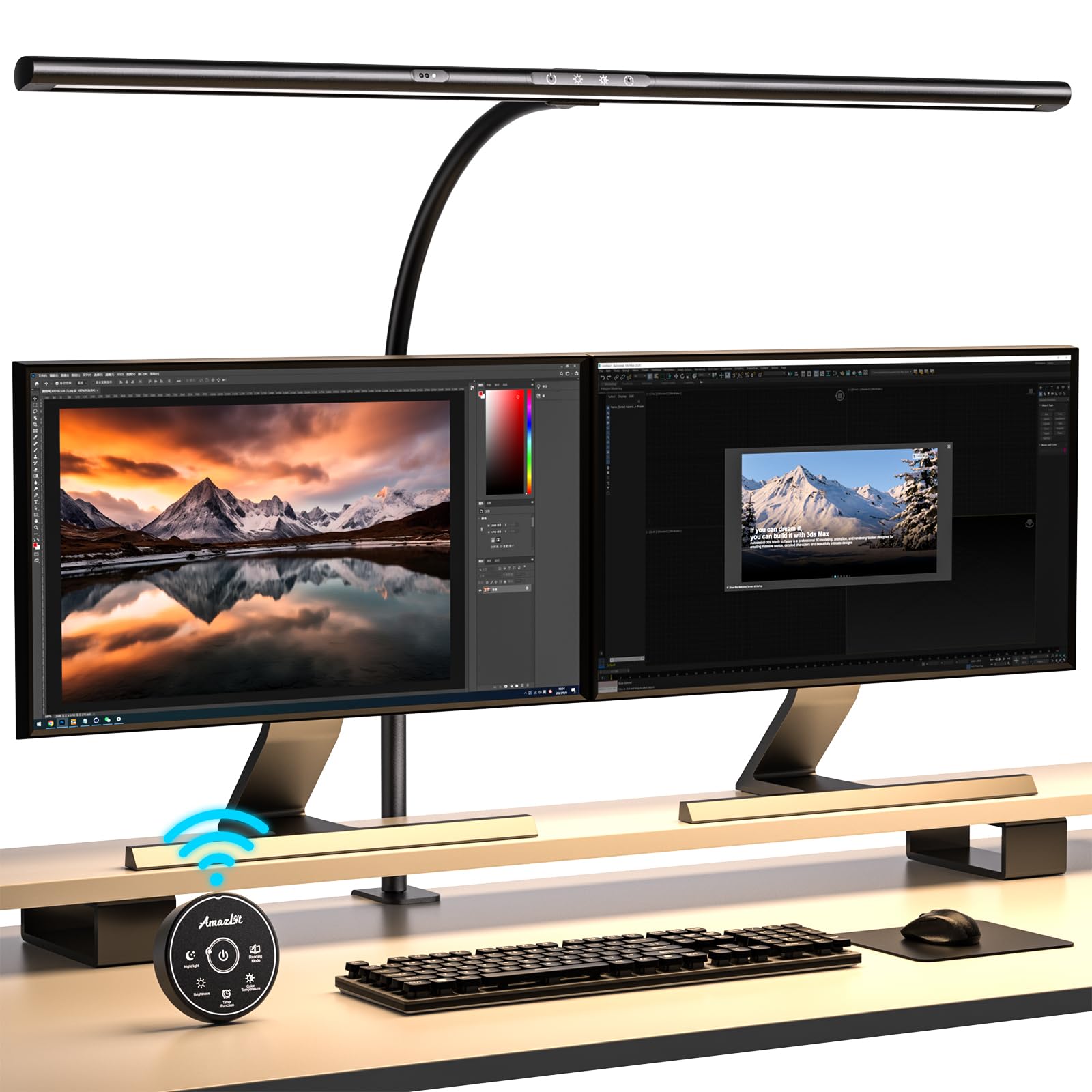 Mua Desk Lamp 31.5" W, Desk Lamp for Home Office, Gesture Sensing Desk ...